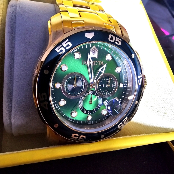 Invicta | Accessories | Clearanceemerald Green And Gold Mens Invicta ...
